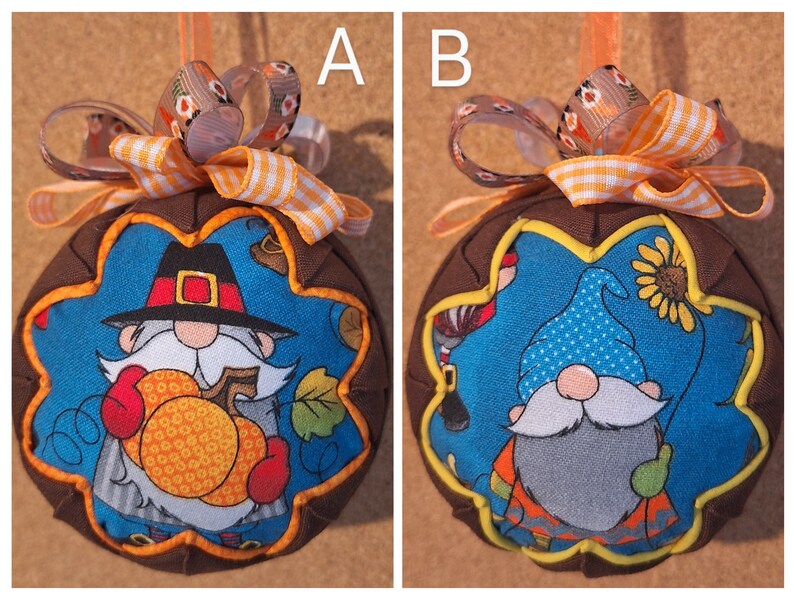 Fall "quilted" Christmas Ornaments - Pumpkins and Pine Cones ...