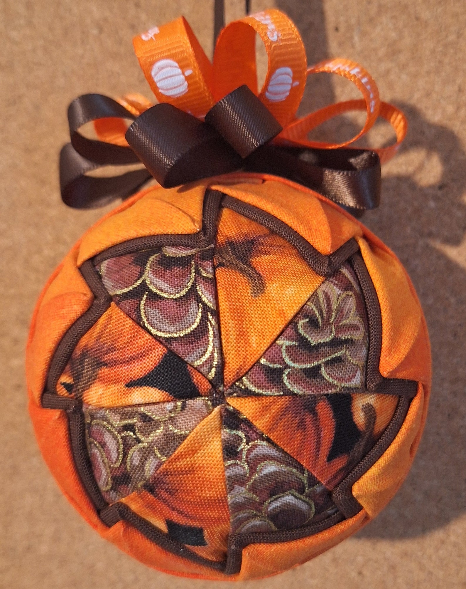 Fall "quilted" Christmas Ornaments - Pumpkins and Pine Cones ...