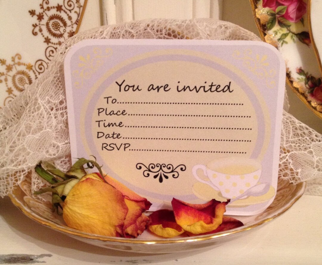 Yellow Teacup Tea Party Invite. Digital Download Invitations - Etsy