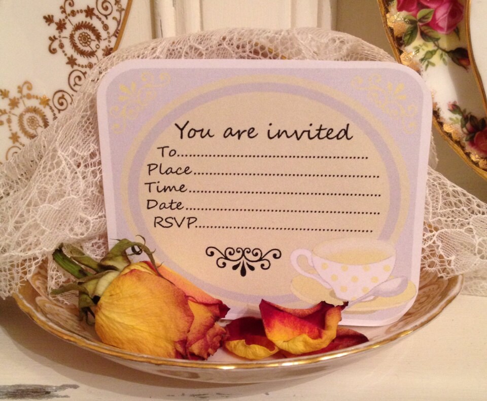 Yellow Teacup Tea Party Invite. Digital Download Invitations - Etsy