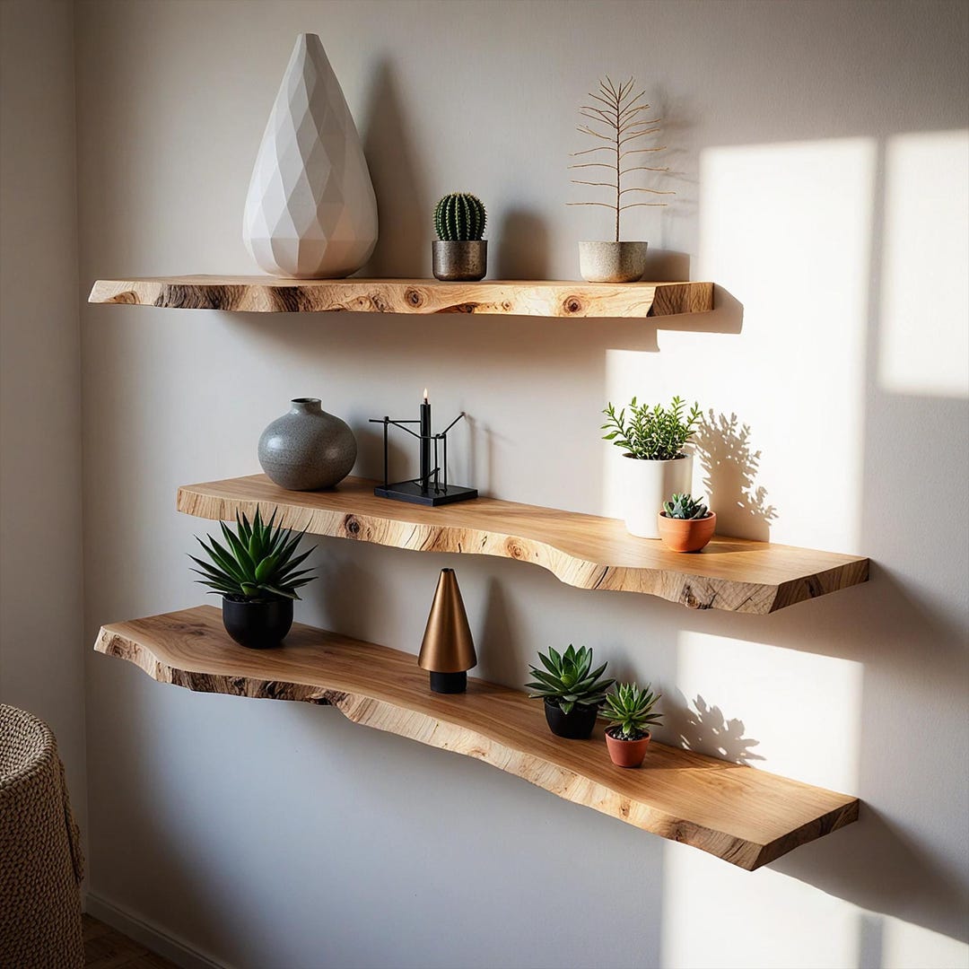 Wall-mounted Wooden Shelves: Not Just Storage but a Work of Art - Etsy