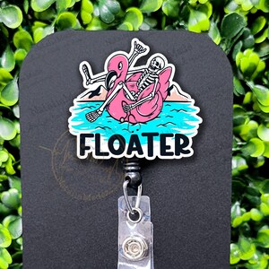 Float Nurse Float Pool Retractable Badge Reel - Funny Skeleton Badge ...