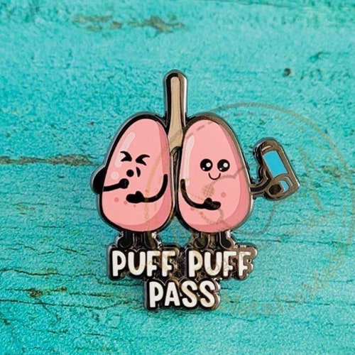 Puff Puff Pass Enamel Pin 1.25 Cute Lungs Pin - Etsy