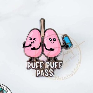 Puff Puff Pass Enamel Pin, 1.25" Cute Lungs Pin, Respiratory Therapist ...