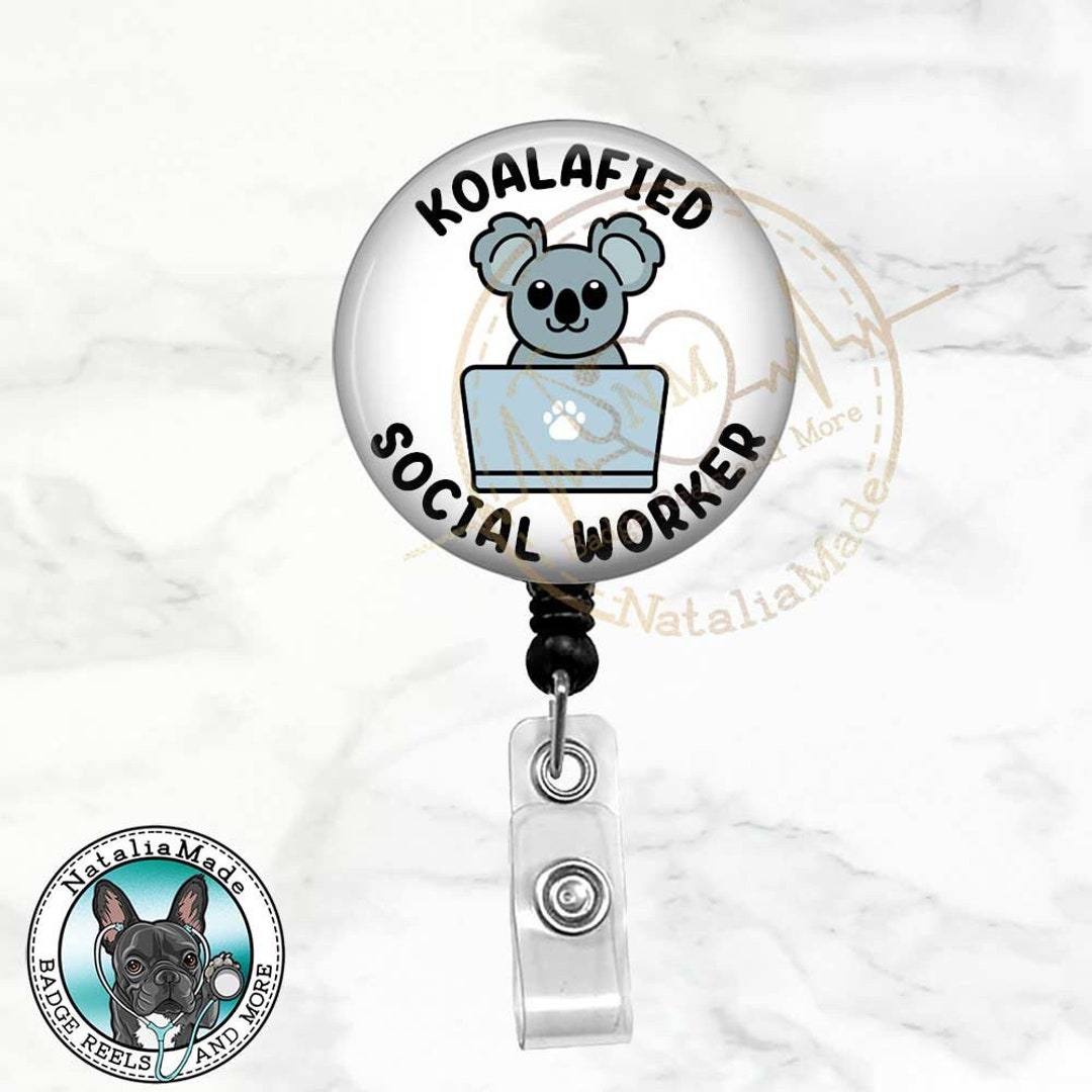 Koalafied Social Worker Badge Reel, Retractable Badge Holder, MSW Badge ...
