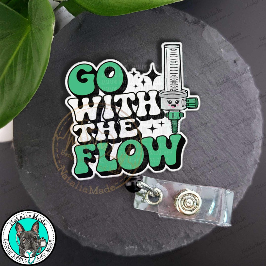 Go With the Flow Funny Retractable ID Badge Reel Clip, Heavy Duty Reel ...