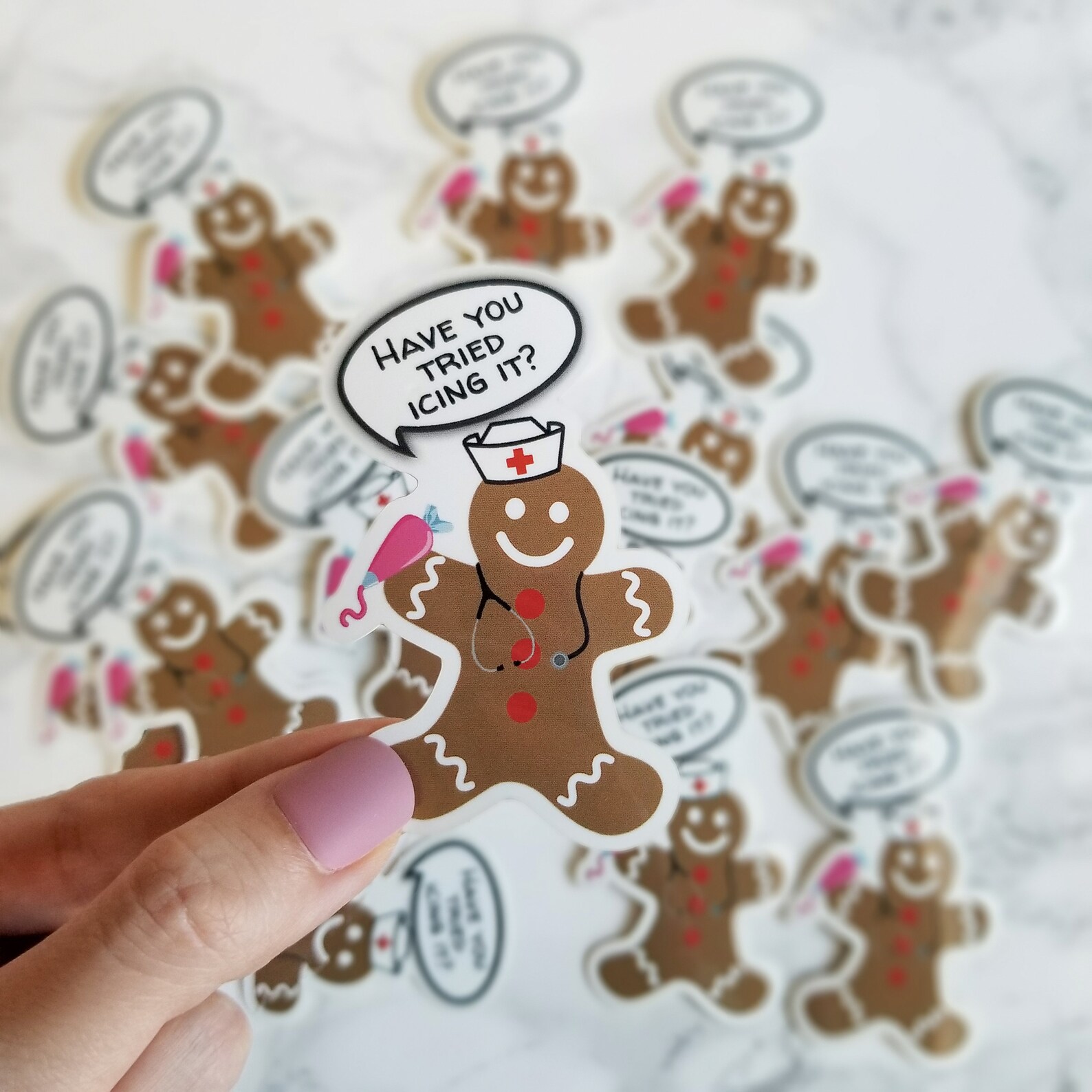 Cute Gingerbread Nurse Waterproof Vinyl Sticker 2 X | Etsy