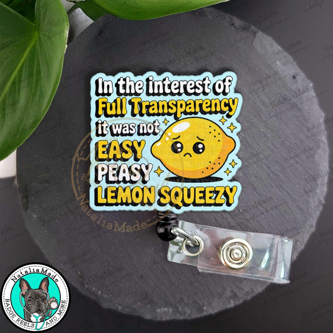 Not Easy Peasy Lemon Squeezy Funny Retractable Badge Reel, ID Badge ...