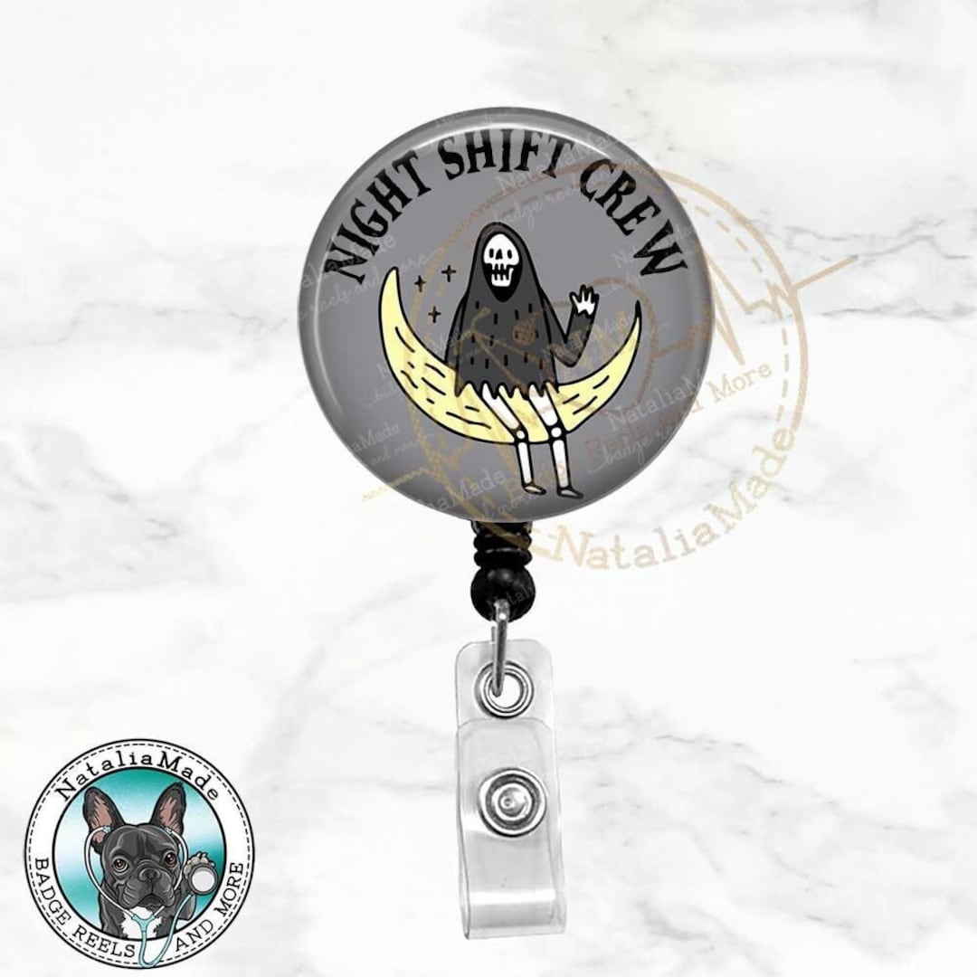 Funny Badge Reel, Night Shift Crew Badge Clip - Murse, Nurse ...