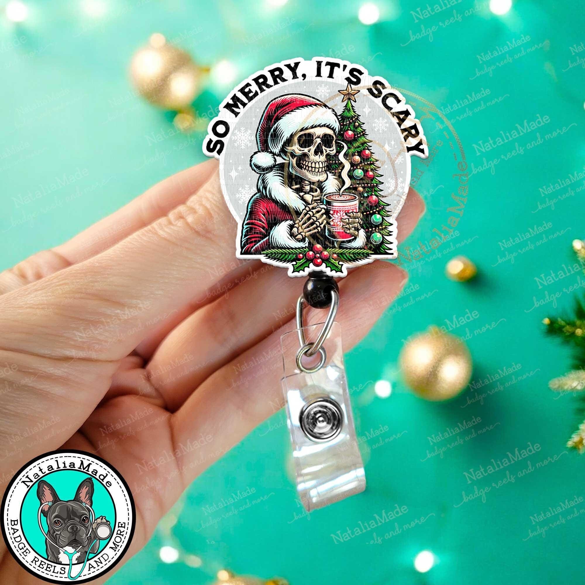 Funny Christmas Retractable Badge Reel, so Merry It's Scary ID Name ...