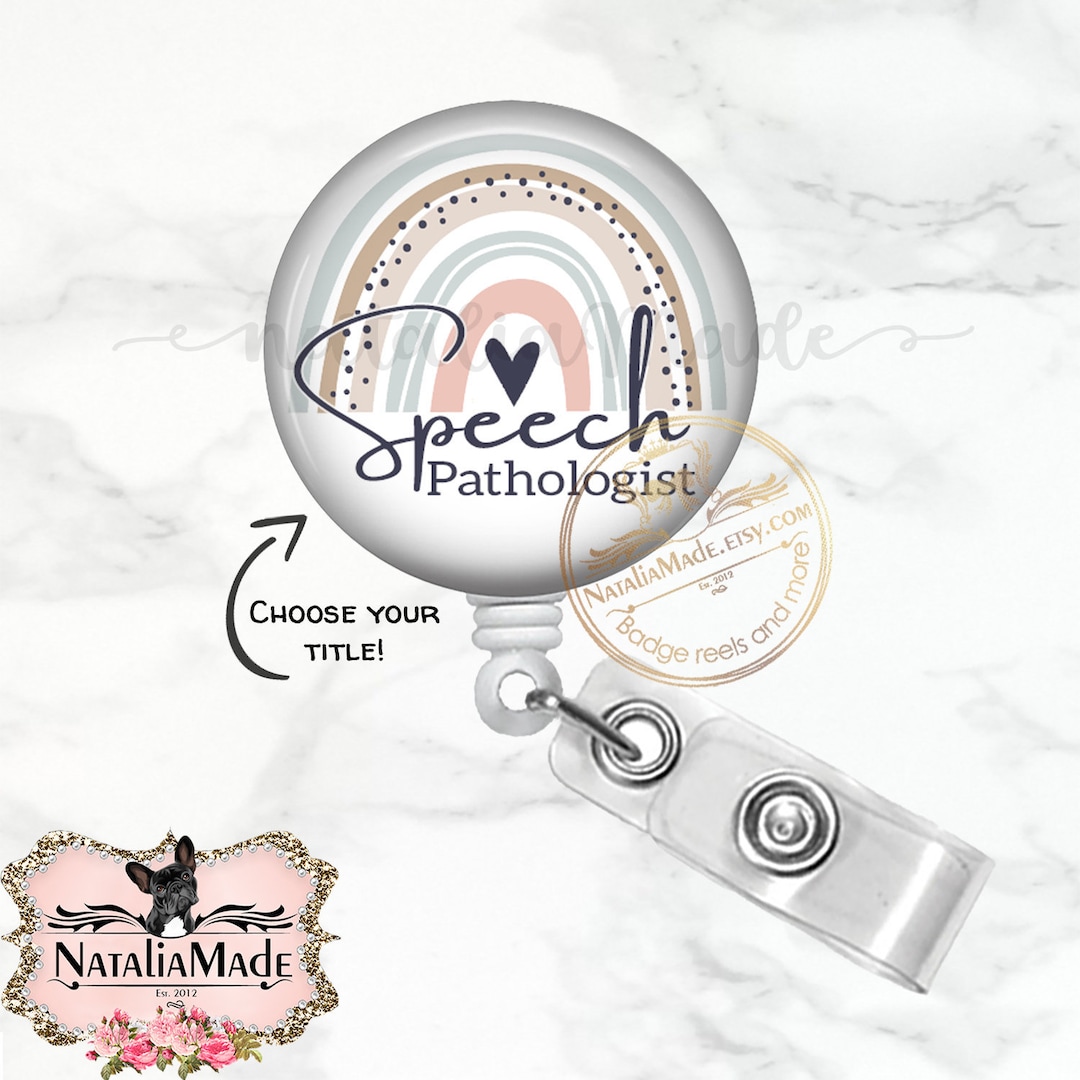 SLP Badge Reel, Retractable Badge Holder, Rainbow Speech Pathologist ...