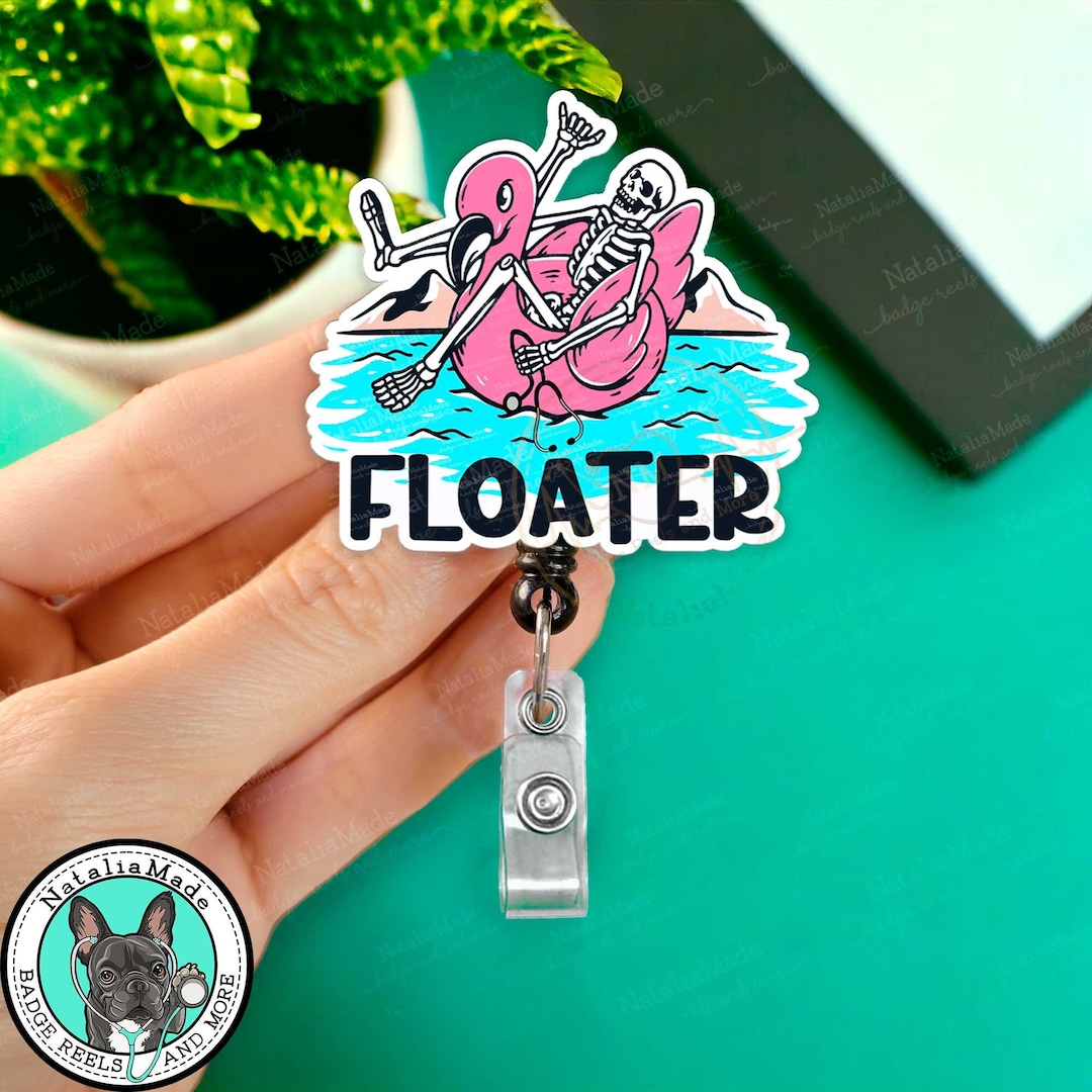 Float Nurse Float Pool Retractable Badge Reel - Funny Skeleton Badge ...