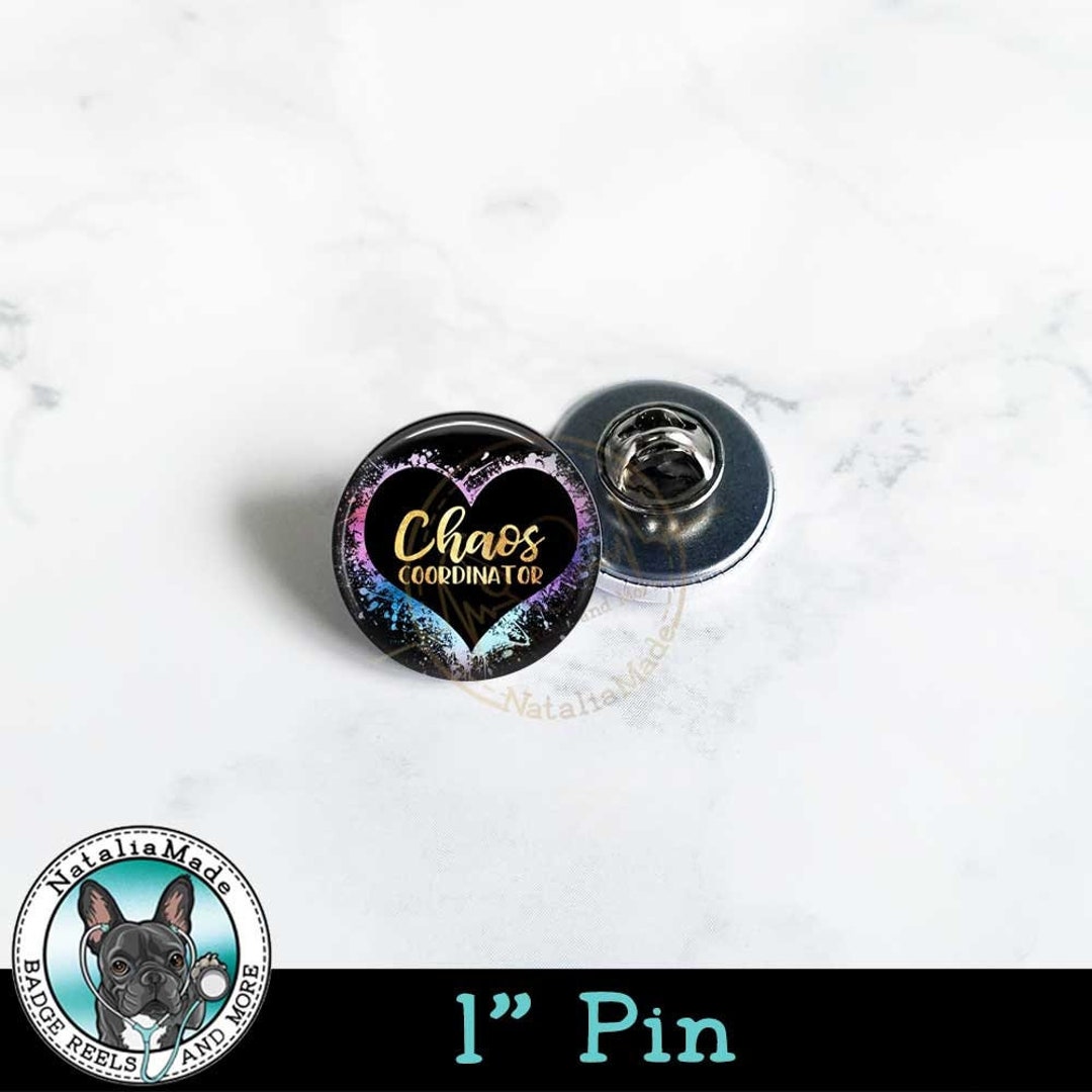 Small ID Badge Pin, Chaos Coordinator 1 Lapel Pin, Funny Badge Pins ...