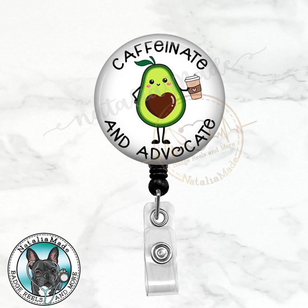 Caffeinate and Advocate Badge Reel, Social Worker Badge Clip ...