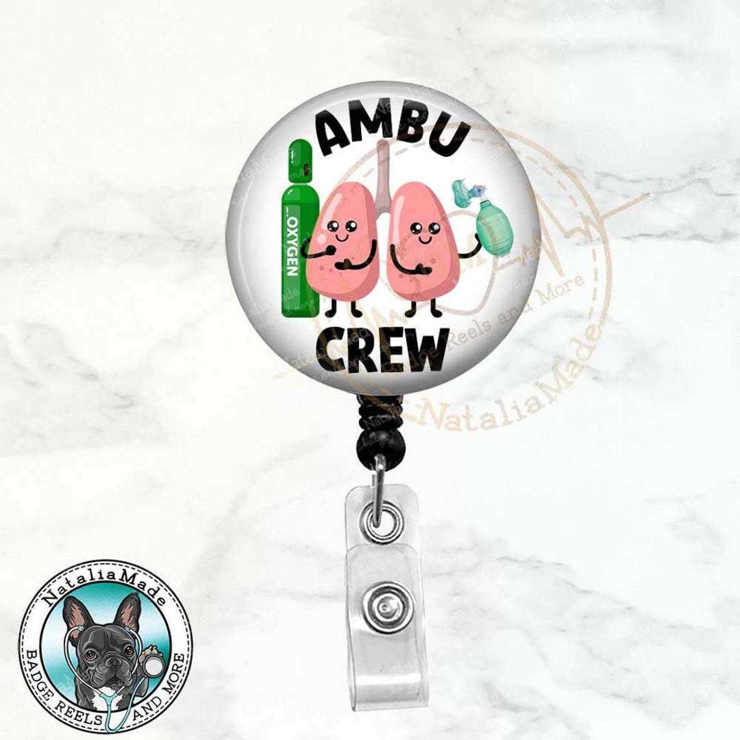 Respiratory Therapist Badge Reel, Ambu Crew Retractable Badge Clip, RRT ...