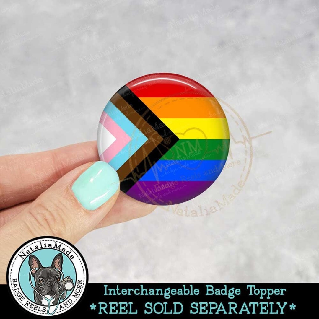 Pride Interchangeable Badge Topper, Inclusive Progress Flag LGTBQ ...