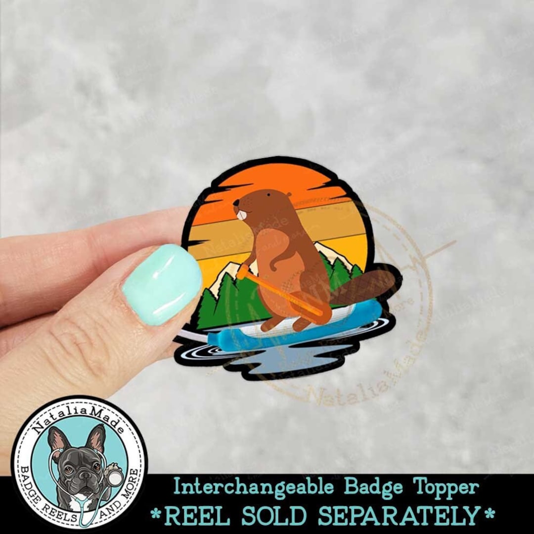 Funny Beaver Cooter Canoe Acrylic Interchangeable Badge Reel Topper ...