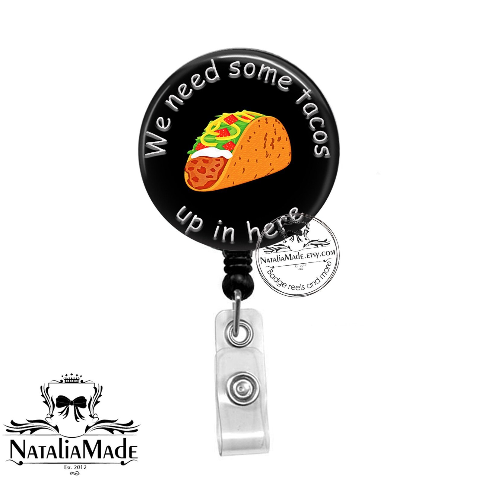 Taco Badge Reel - Retractable ID Badge Clip - Badge Reel - Funny Taco ...