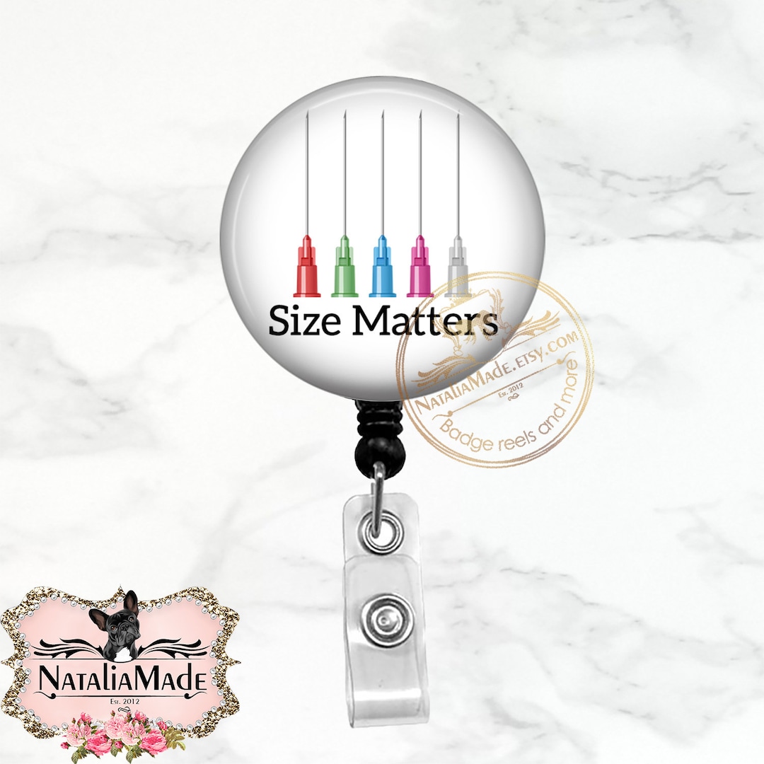 Size Matters Badge Reel - Retractable Badge Holder, Funny Nurse Badge ...