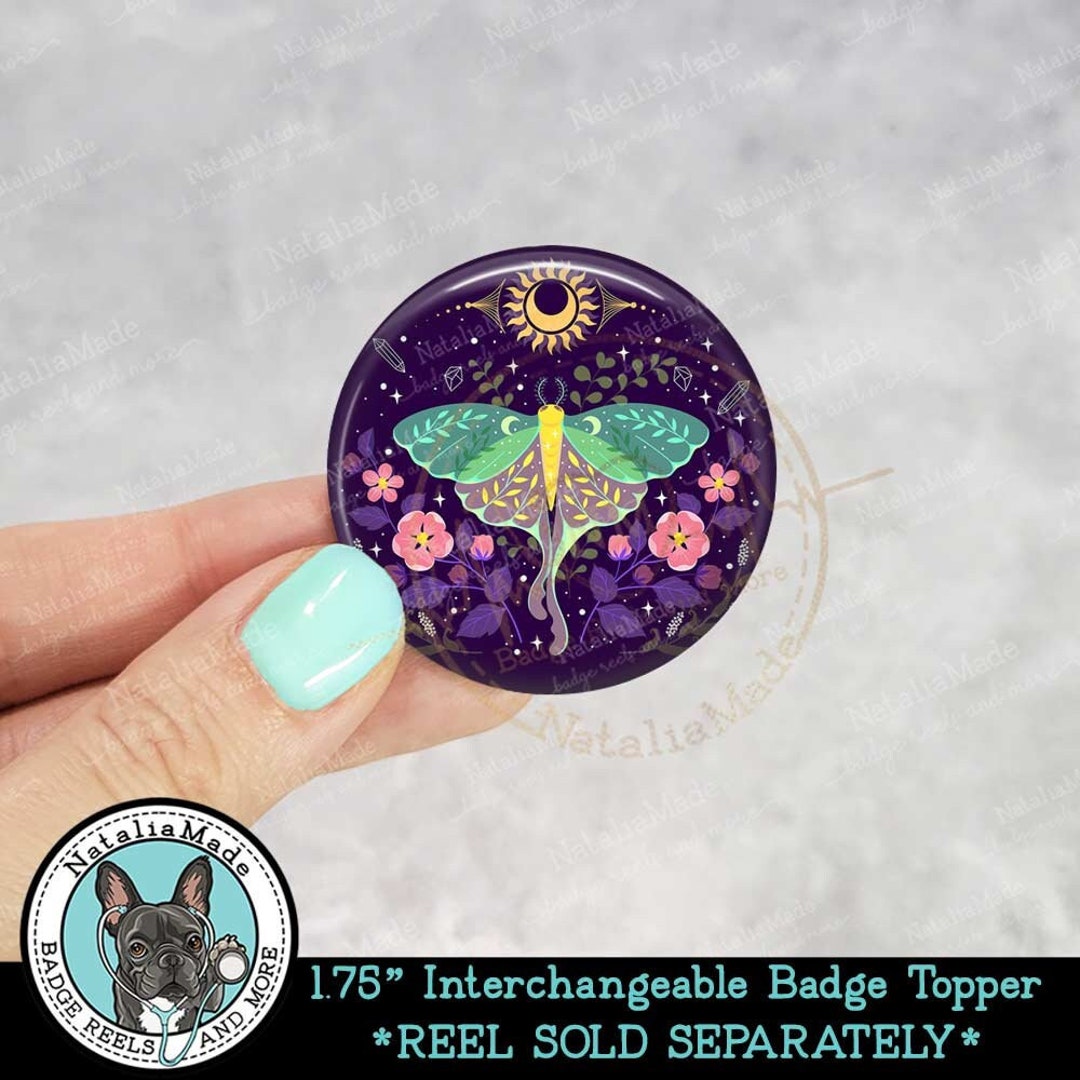 Interchangeable Badge Topper, Luna Moth Nurse Doctor Swappable ID Badge ...