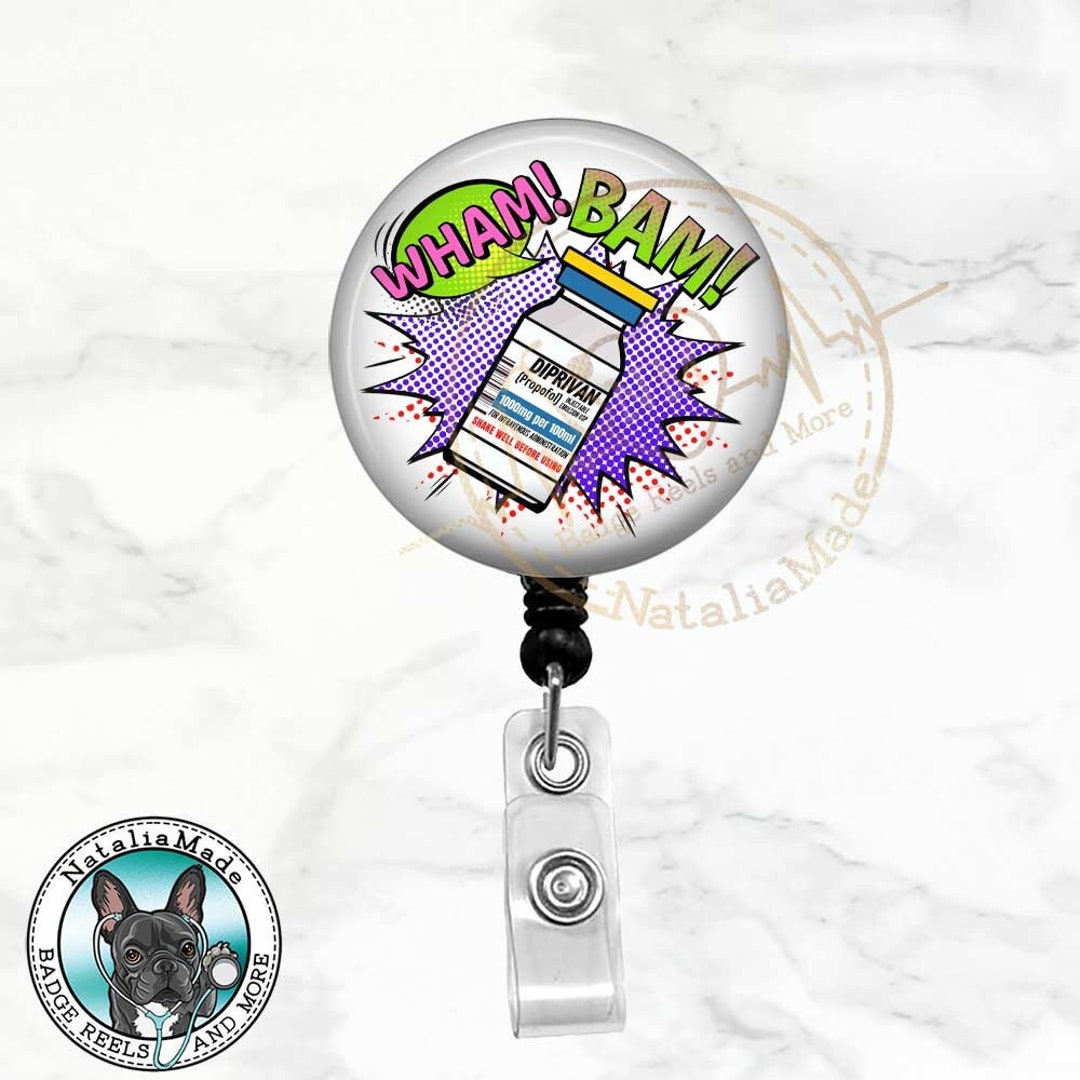 Funny Anesthesia Badge Reel - Wham Bam CRNA Nurse Retractable Badge ...