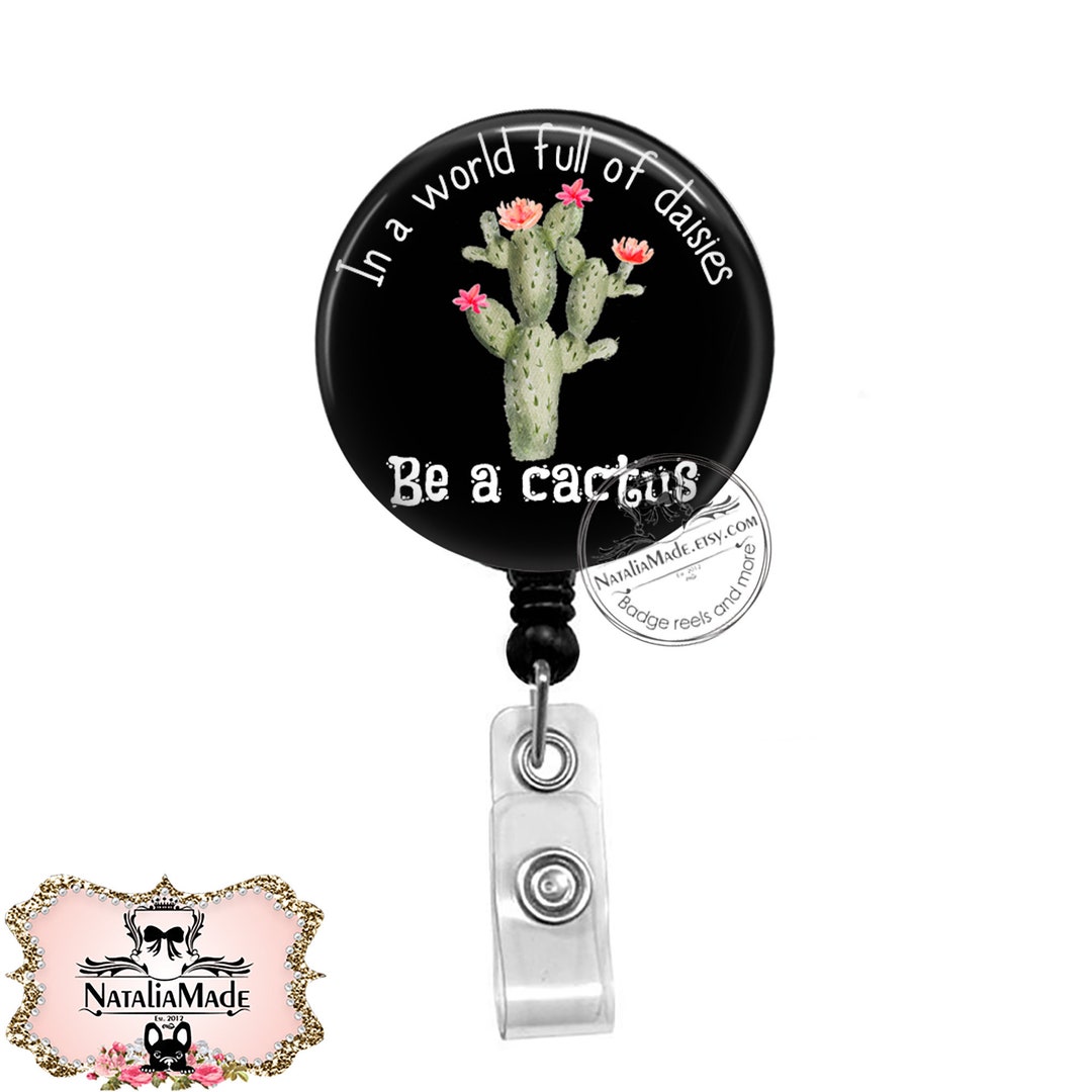 Funny Cactus Badge Reel - Retractable Badge Holder - Funny Nurse Badge ...