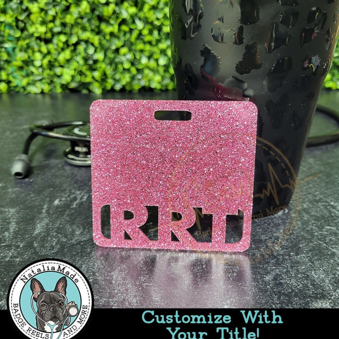 Custom Pink Glitter Badge Buddy- Horizontal or Vertical- Choose Your ...
