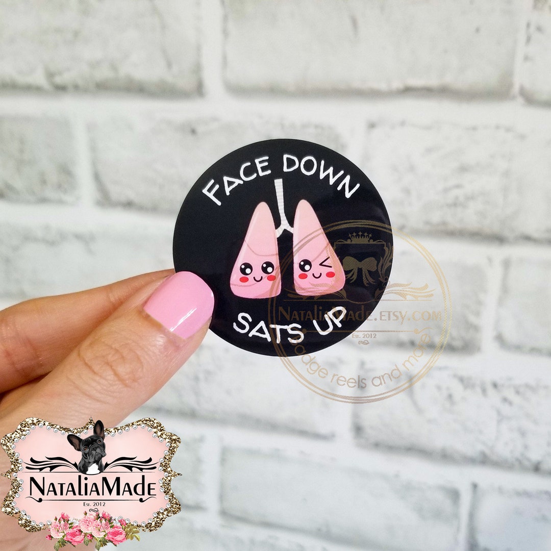 Face Down Sats up Waterproof Vinyl Sticker - 2"x2", Respiratory ...