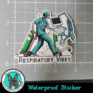 Waterproof Vinyl Sticker, Respiratory Vibes 3"x 2.7" Laptop, Water ...