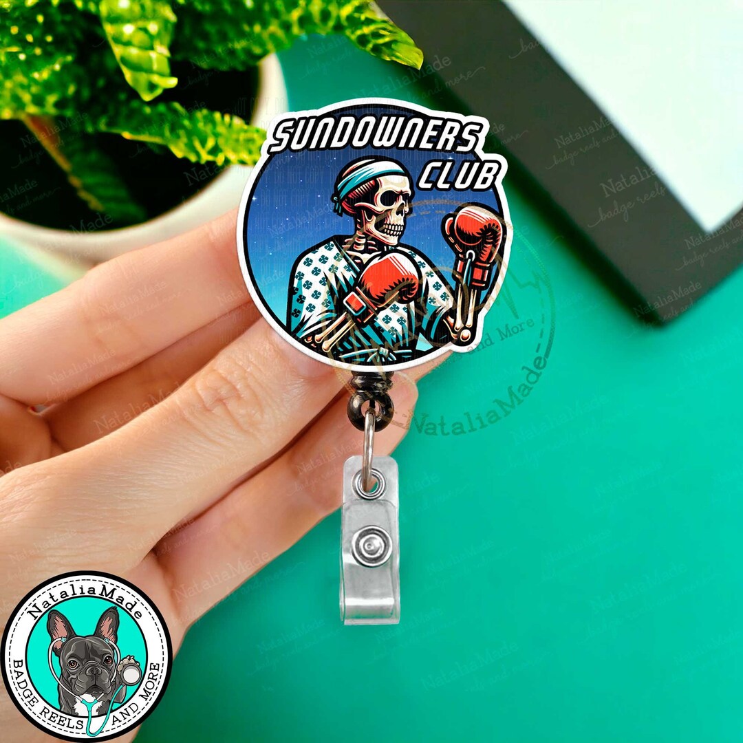 Funny Retractable Badge Reel, Sundowner's Club ID Holder Clip, Heavy ...