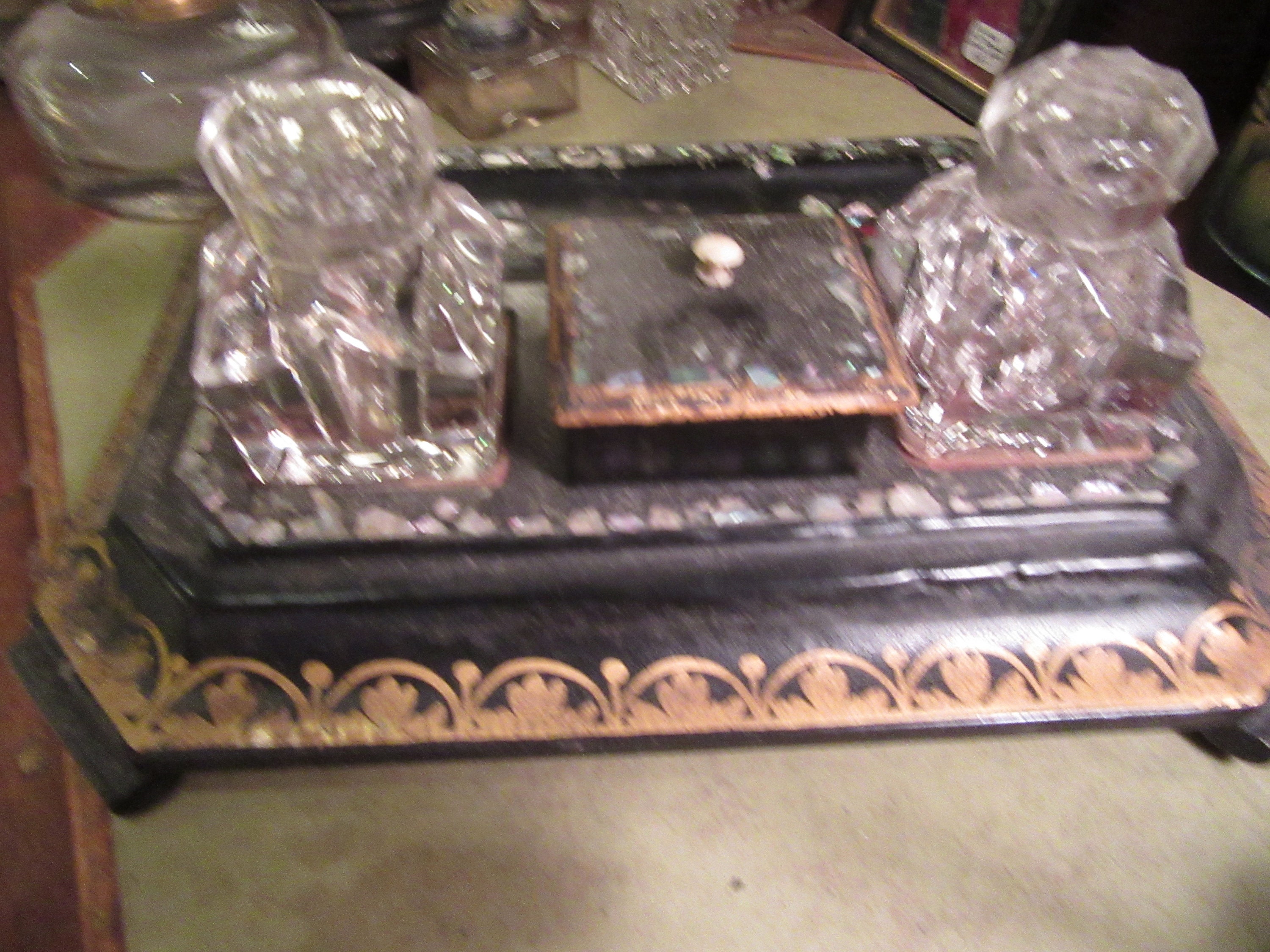 19th C. Antique Ink Stand Japanned Victorian Papier Mache Ink - Etsy