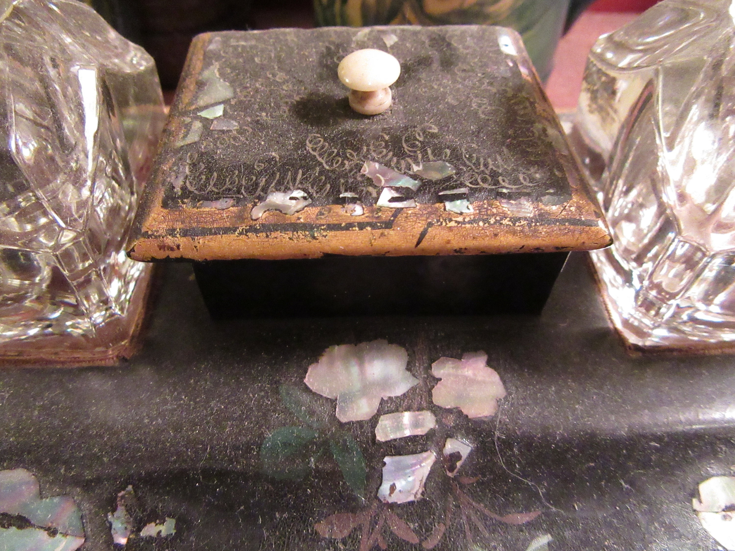 19th C. Antique Ink Stand Japanned Victorian Papier Mache Ink - Etsy