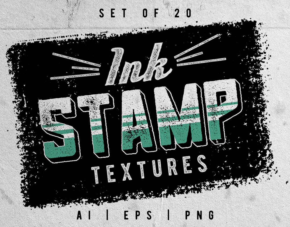 Ink stamp textures Digital textures Set of 20 PNG textures | Etsy
