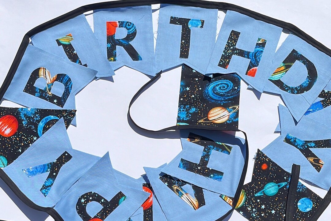 Space Themed Happy Birthday Bunting - Happy Birthday Banner - Etsy