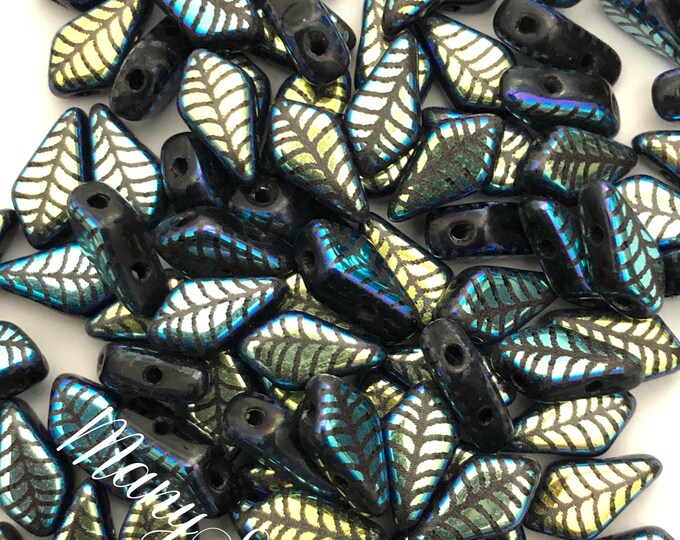 Jet AB Leaf Laser Printed - 2-hole Kite Bead, 9x5mm - 40pcs ...