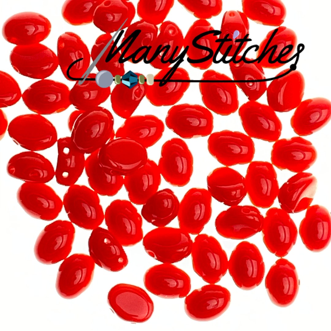 Red Opaque, 6x8mm 2-hole Candy Oval - 25pcs - Etsy
