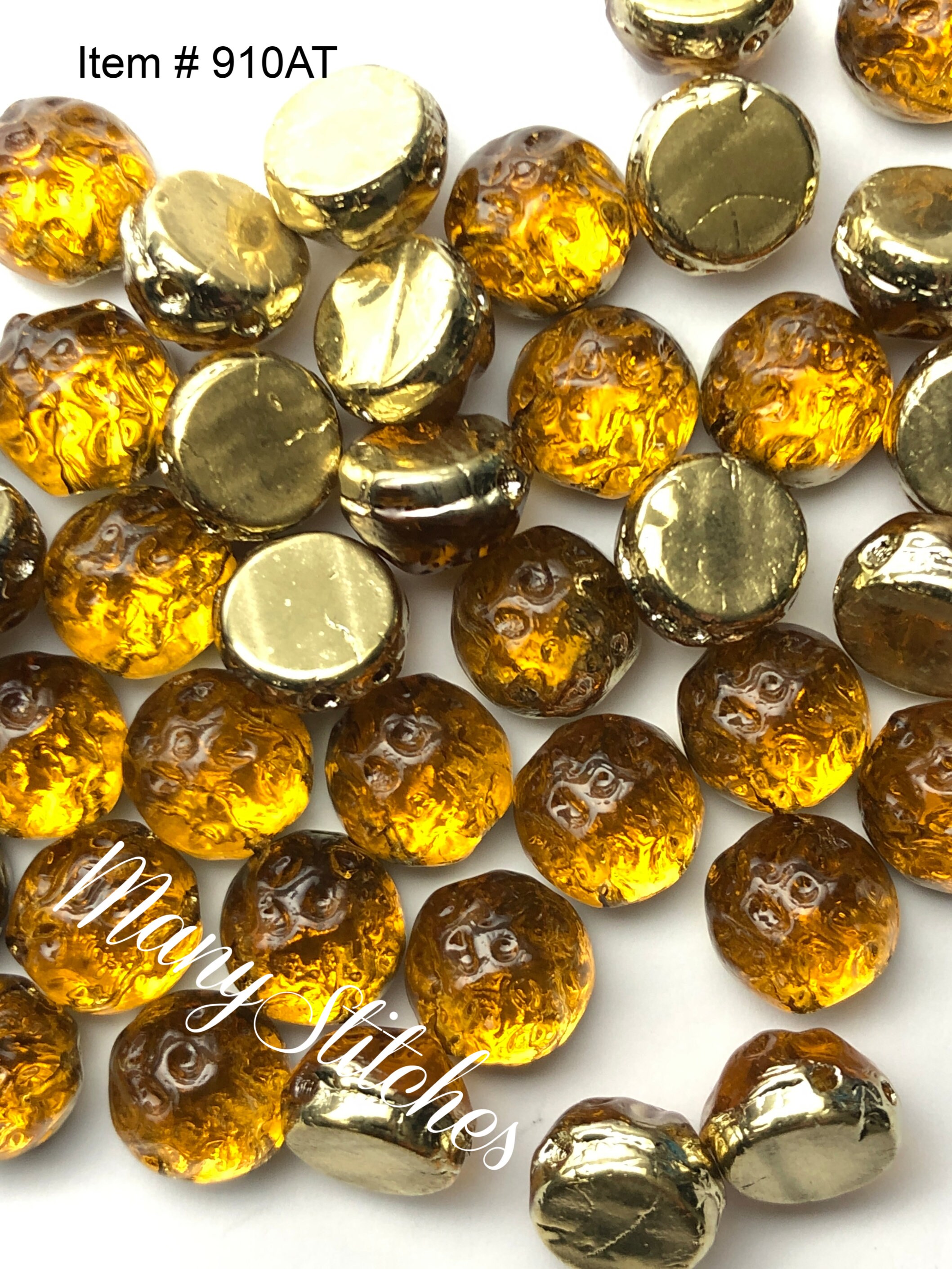 Amber/Topaz Backlit 2-Hole Baroque Cab 7mm 25pc. | Etsy