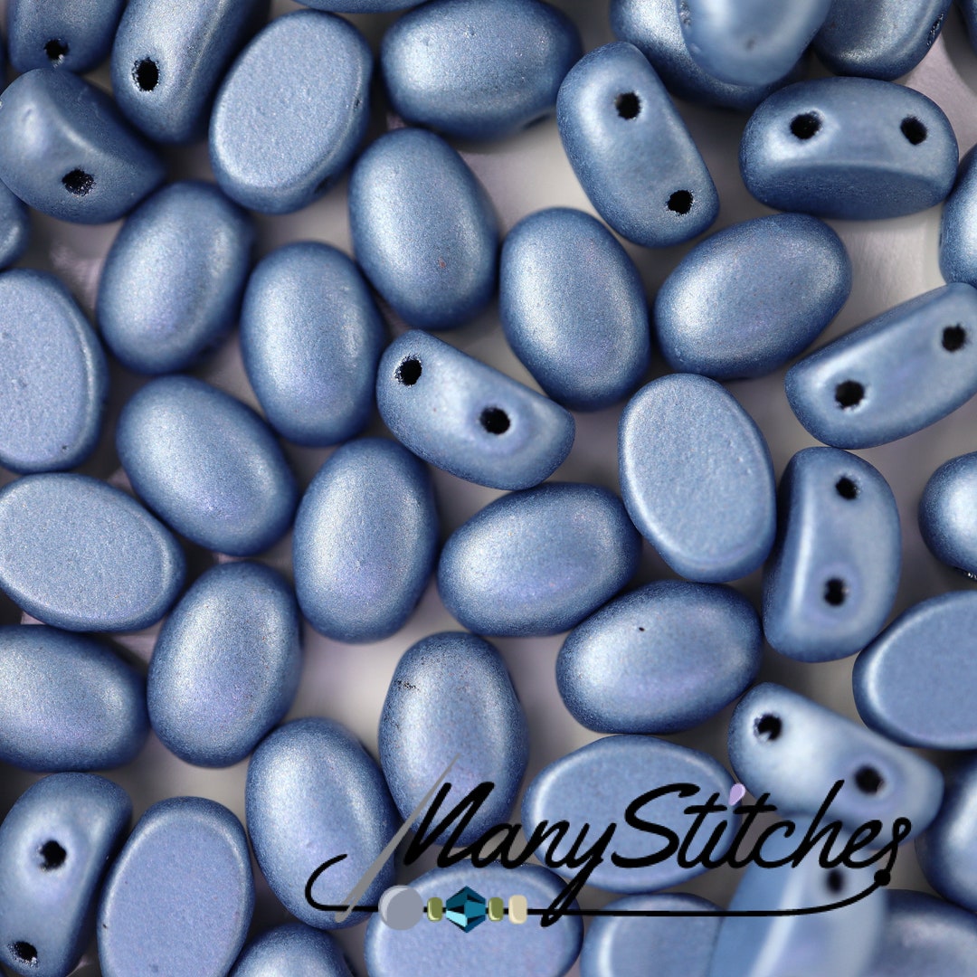 Matte Metallic Blue, 5x7mm, 2-hole Samos Par Puca Oval Bead - 25pcs or ...