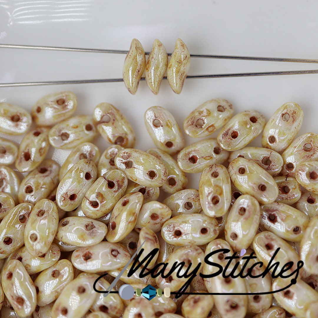 Chalk White Glaze, 3x7mm, 2-hole Wave Bead - 11g (approx 140-150pcs ...