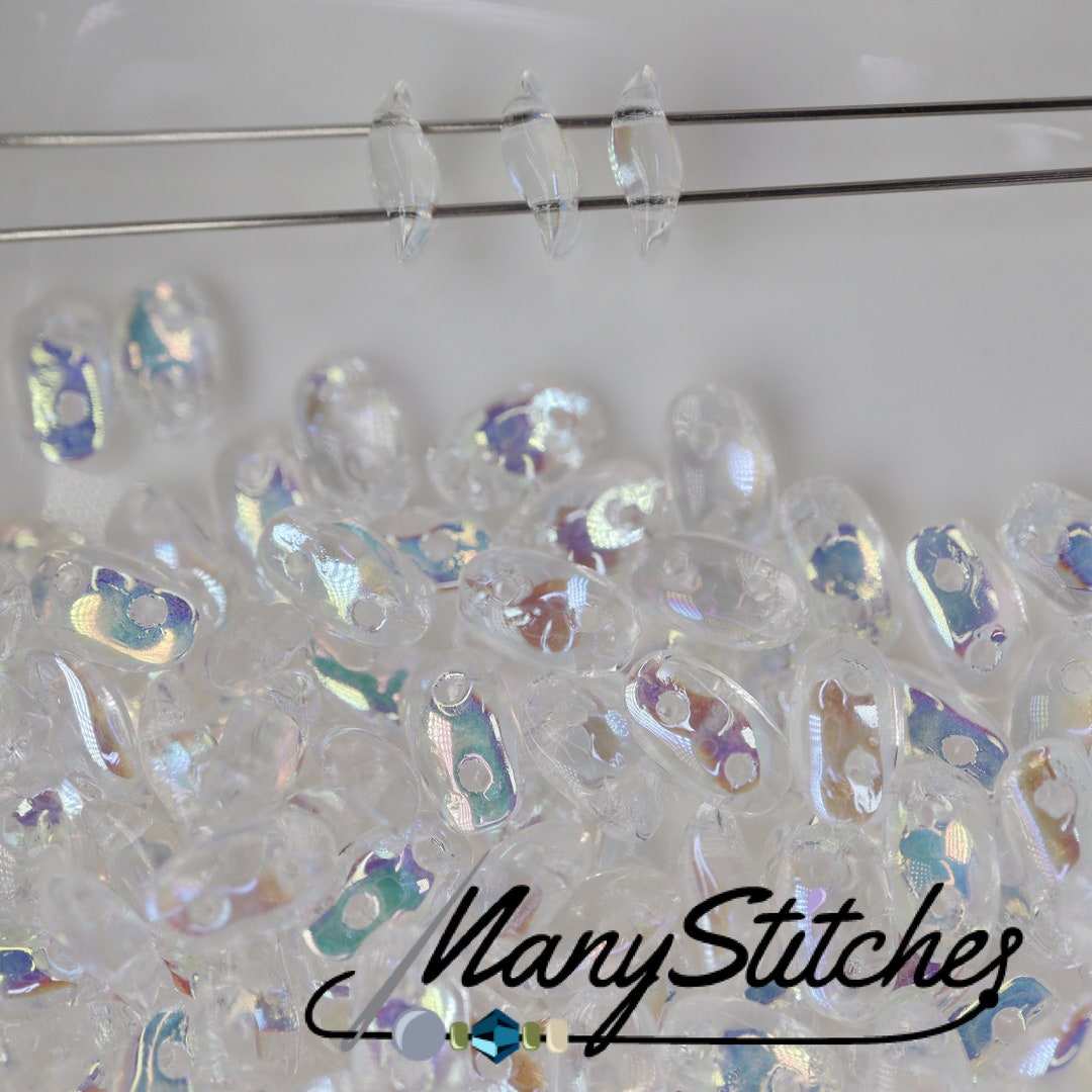 Crystal AB, 3x7mm, 2-hole Wave Bead 11g approx 140-150pcs. - Etsy