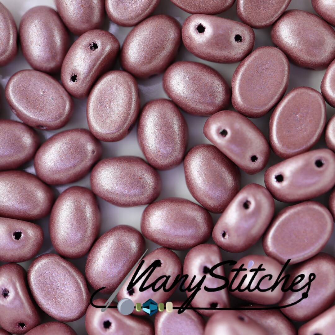Matte Metallic Dark Plum, 5x7mm, 2-hole Samos Par Puca Oval Bead ...