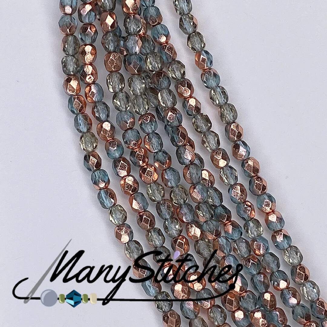 Aqua Capri Gold Czech Shield 4mm Fire Polish - 40 Beads - Etsy