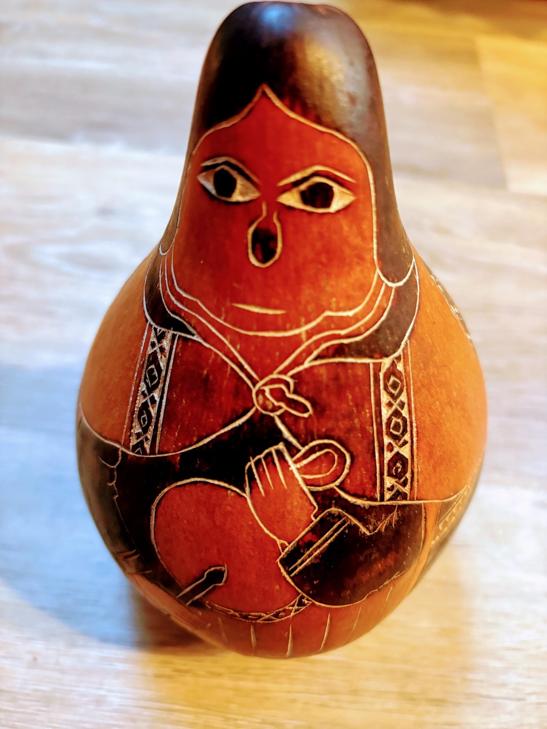 Hand-carved Peruvian Folk Art Gourd. Art of Carving and Pyro-engraving ...