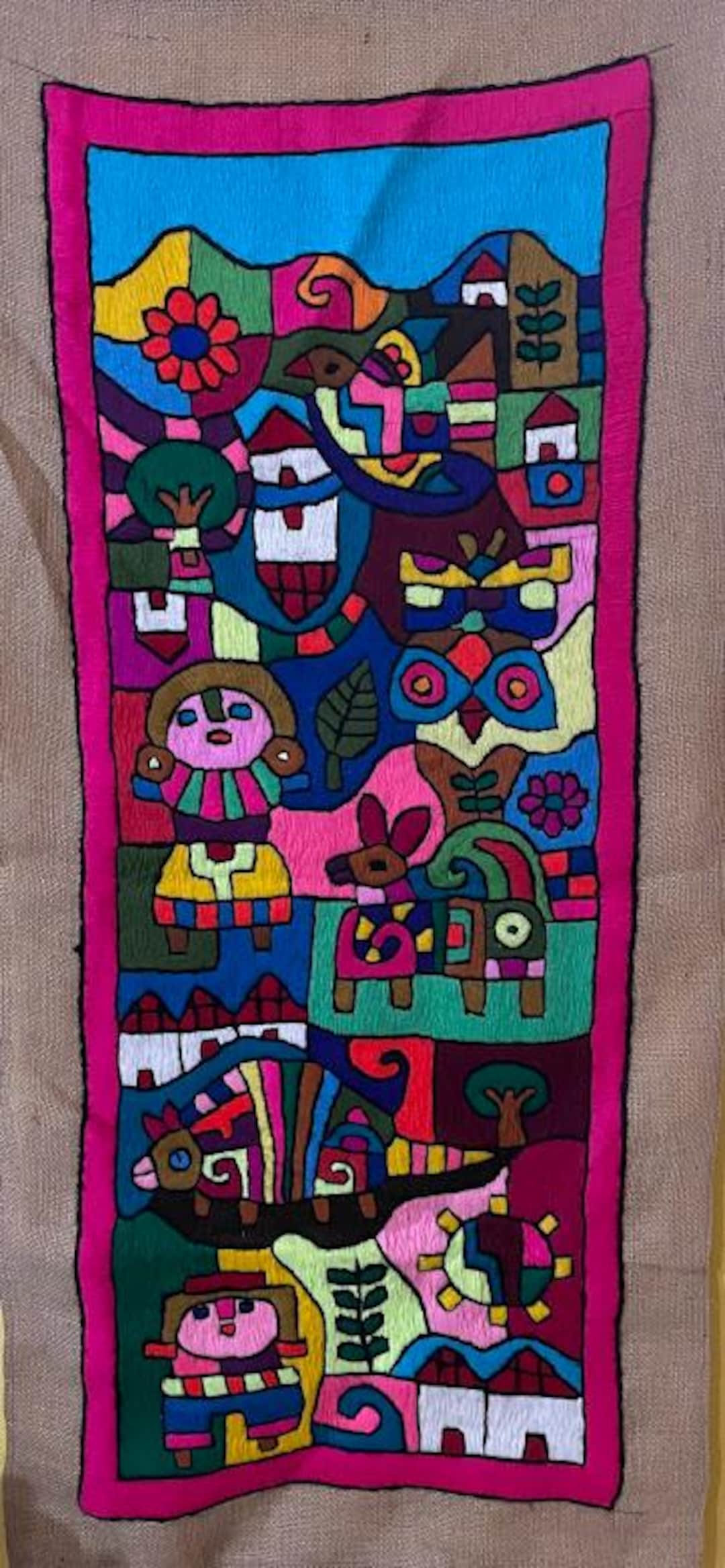 Handmade Ecuadorian Embroidery Fiber Art. Textile Art. Fabric Art. - Etsy