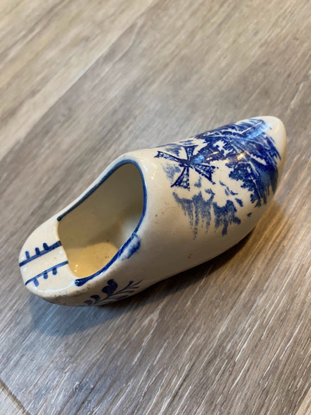 Vintage Souvenir Delft Blue Dutch Shoe With Holland Windmill.authentic ...
