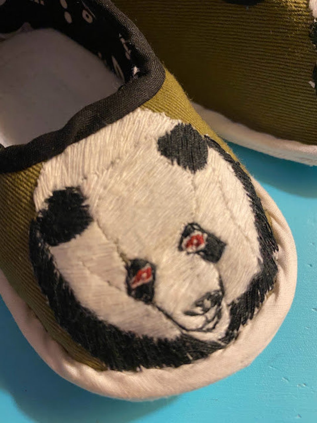 Panda Shoe. Folk Art. Asian Art. Baby Panda Shoe. Baby Shoe. Handmade ...
