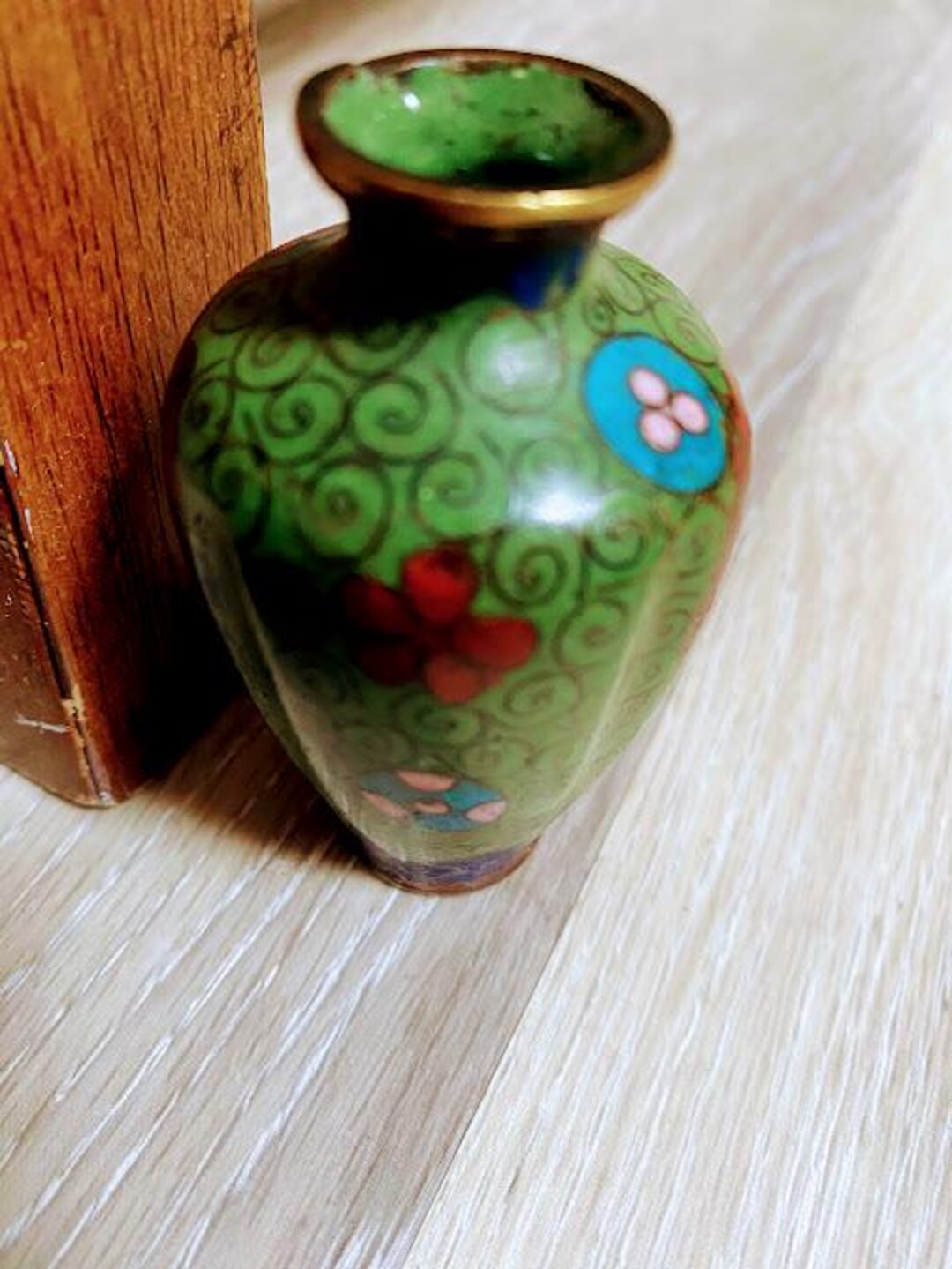 Antique Small Green Chinese Cloisonne Vase. Vintage Vase. Asian Vase ...