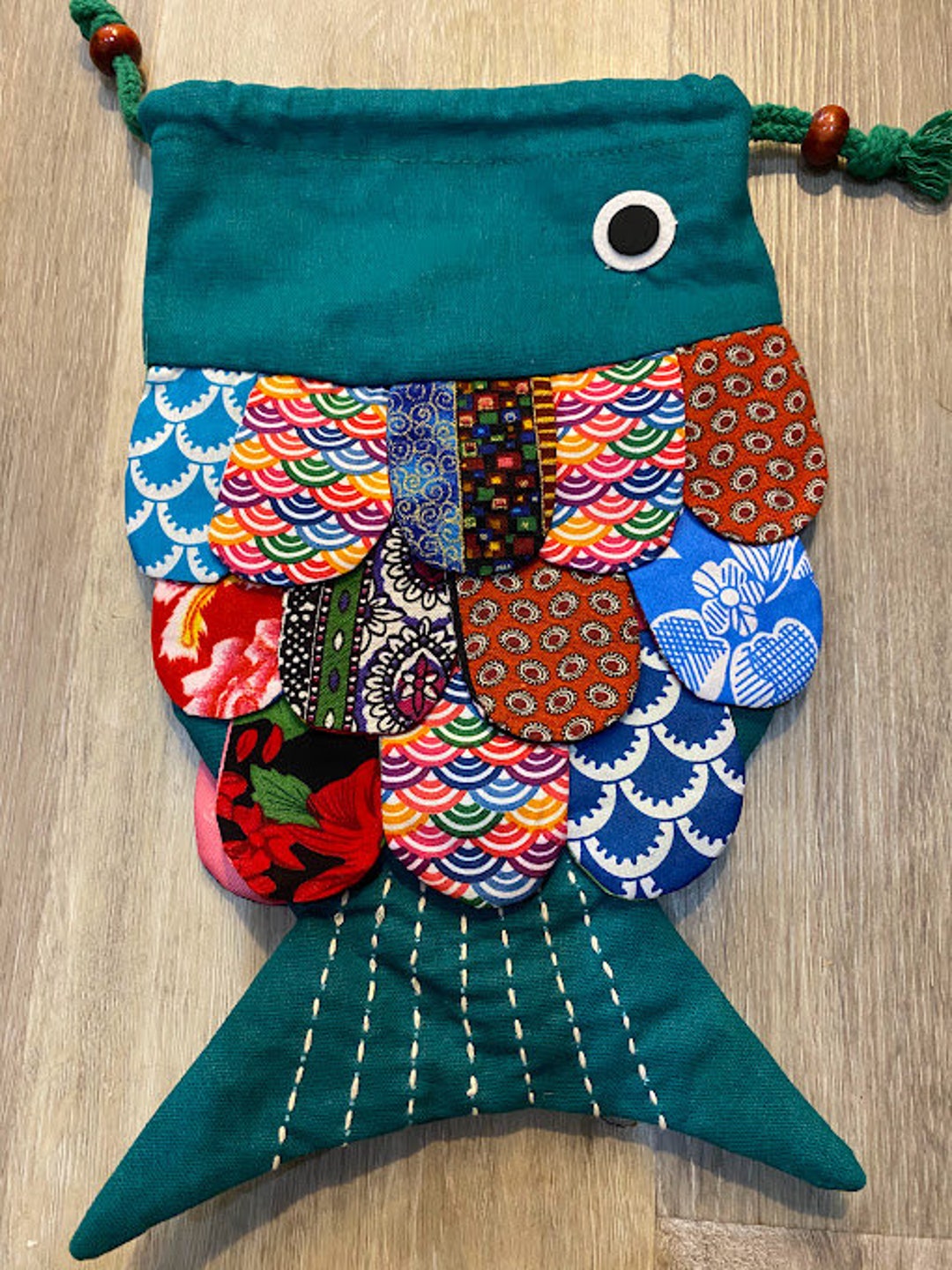 Big Fish-shaped Handbag Purse With Colorful Folk Art Designs. Fish Bag ...