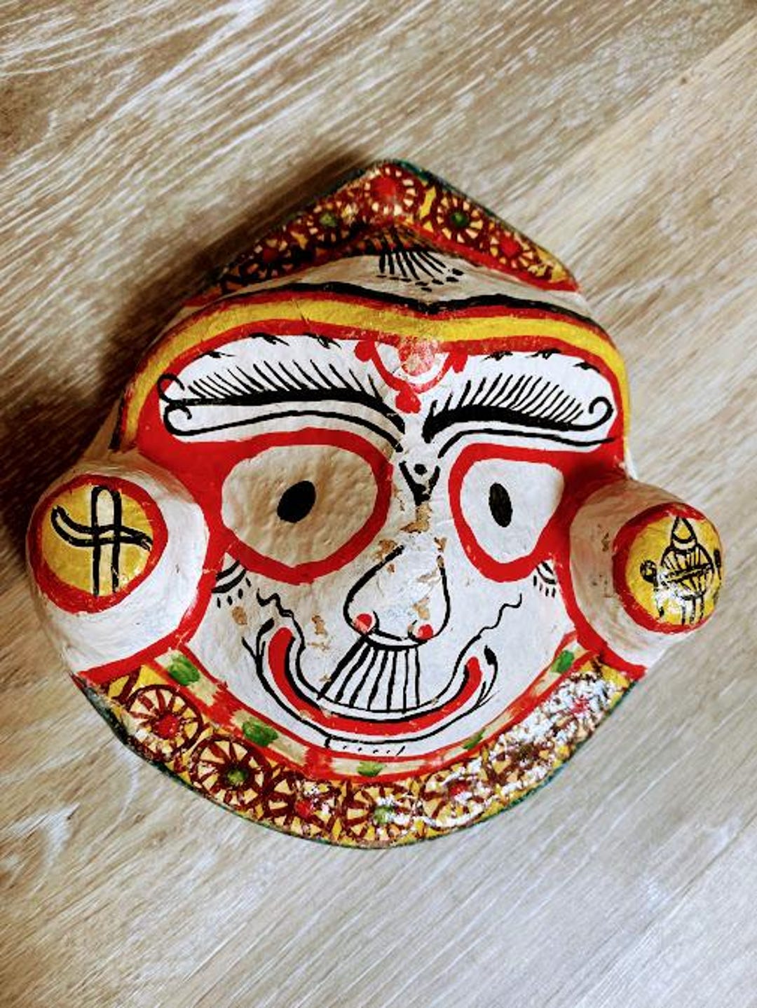 Hand Painted Indian Folk Art. Indian Vintage Monkey Mache Mask. Paper ...