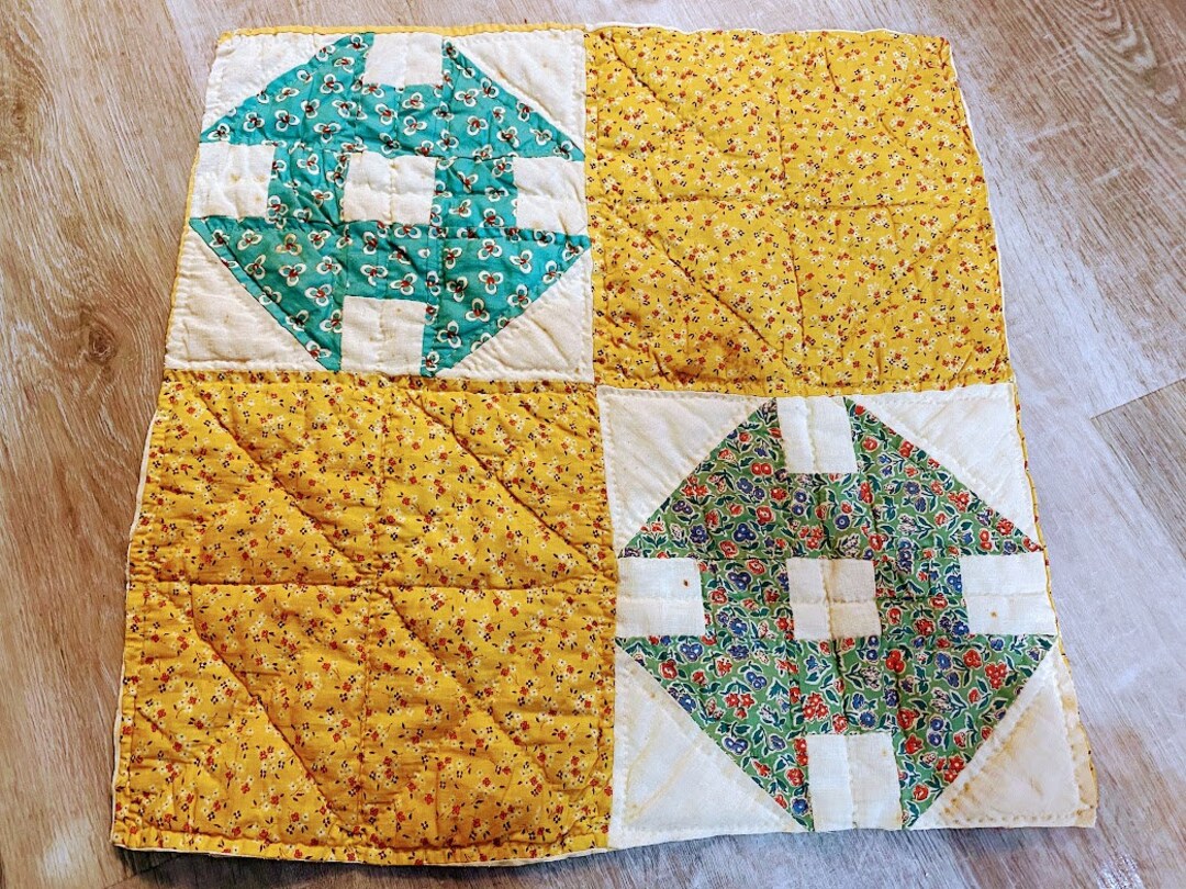 Handmade Vintage Cutter Quilt Piece .cotton Quilt . Slow Stitching ...